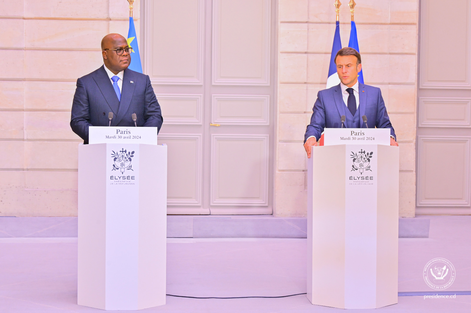 Les Présidents Félix Tshisekedi et Emmanuel Macron ensemble pour le ...